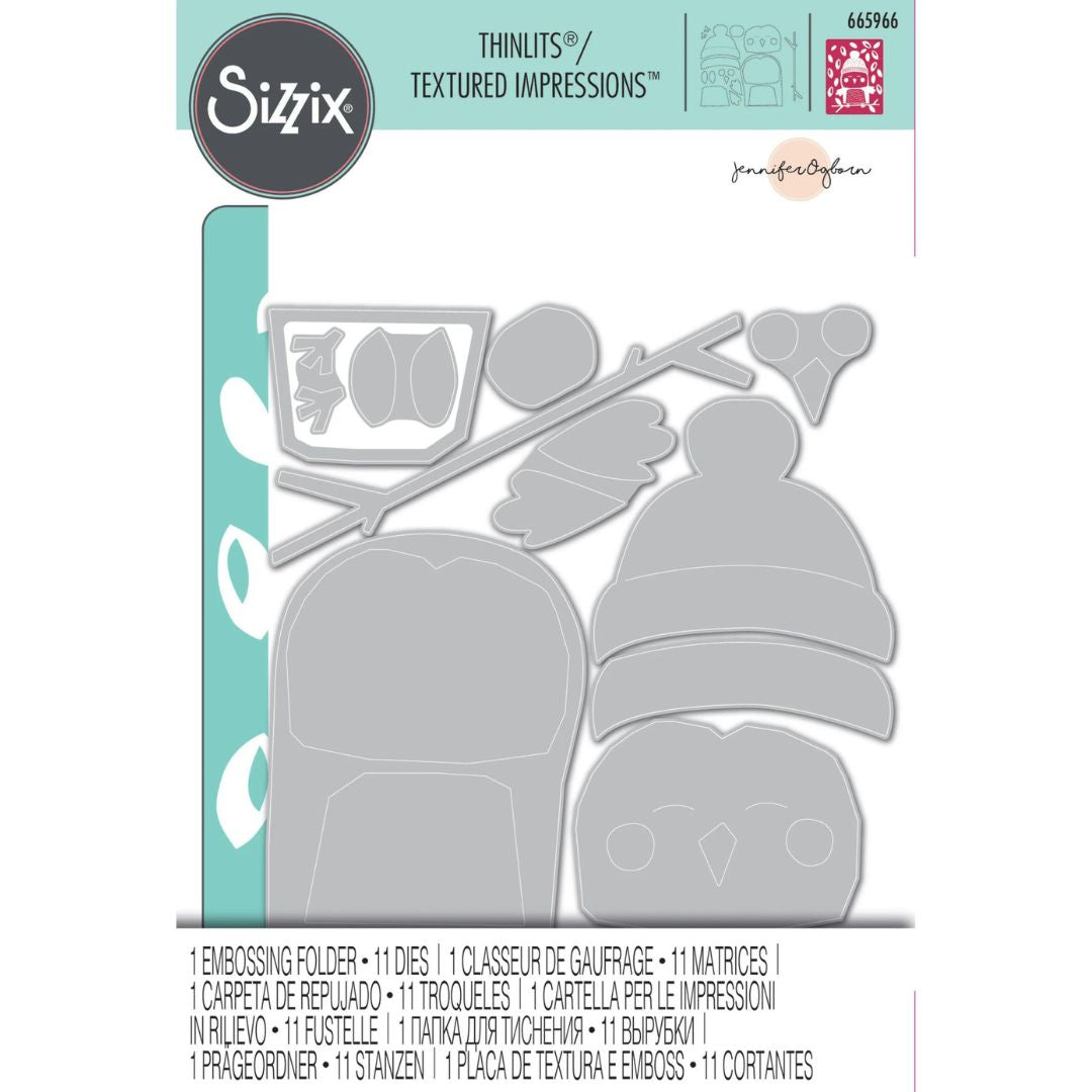 Cozy Owl - Sizzix Thinlits Die Set 11PK w/Textured Impressions Embossi
