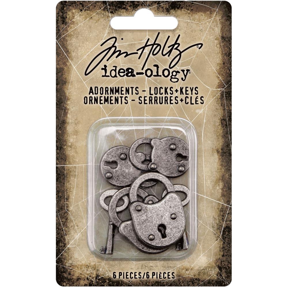 Tim Holtz Idea-Ology Metal Adornments Locks and Keys 6/Pcs