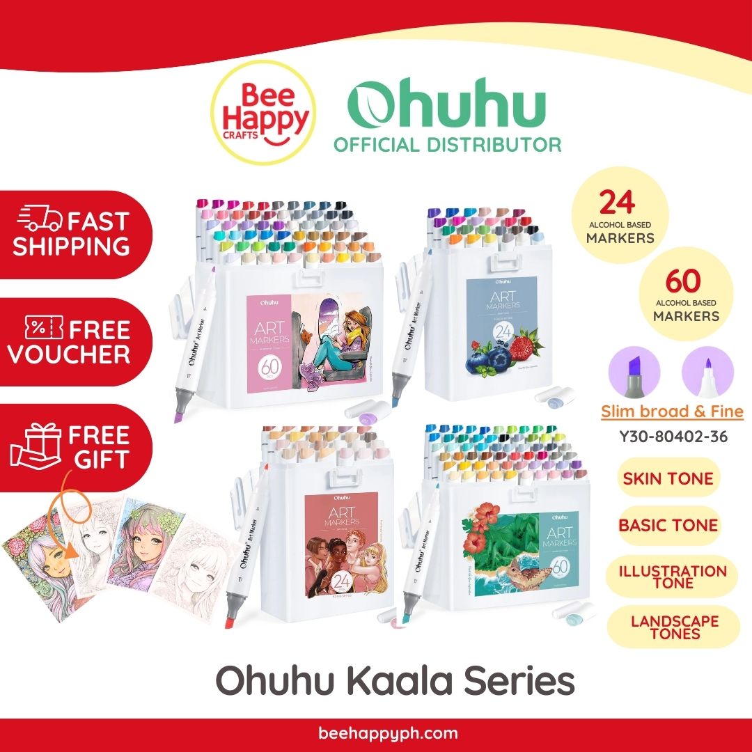 Ohuhu Kaala Slim Broad and Fine Dual Tips Alcohol Art Markers Y30-8040