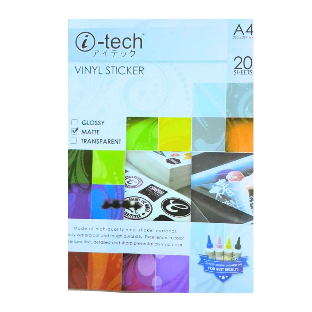 Waterproof Printable Vinyl Sticker A4 (20 Sheets) (Itech & Bee Happy)