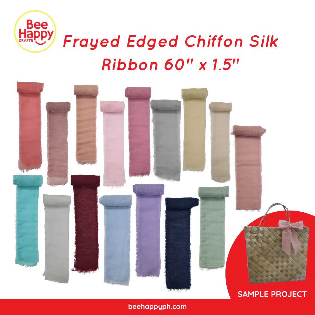 Frayed Edged Chiffon Silk Ribbon 60" x 1.5