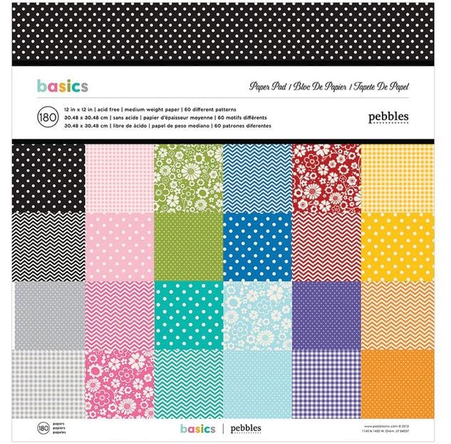 Best of Pebbles Basic Paper Pad 12" x 12" (60 sheets and 180 sheets av