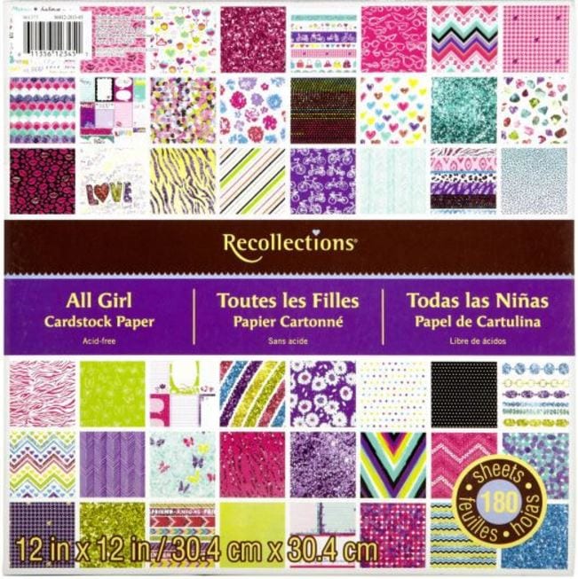 Recollections All Girl Paper Pad 12" x 12" (60 sheets and 180 sheets a
