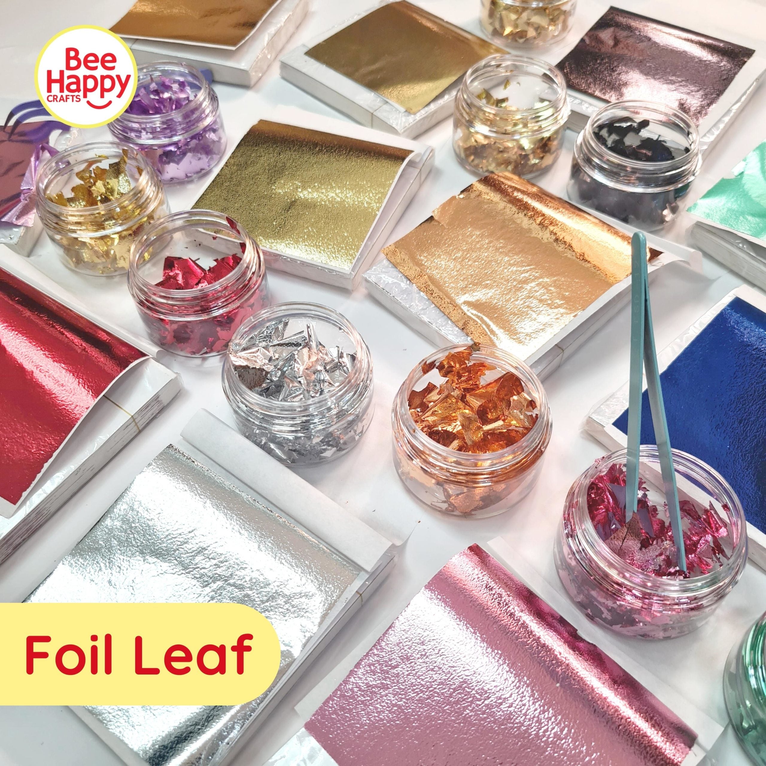 Bee Happy Metallic Foil Leaf Sheets with Jar (Foil for Wax Sealing, Re