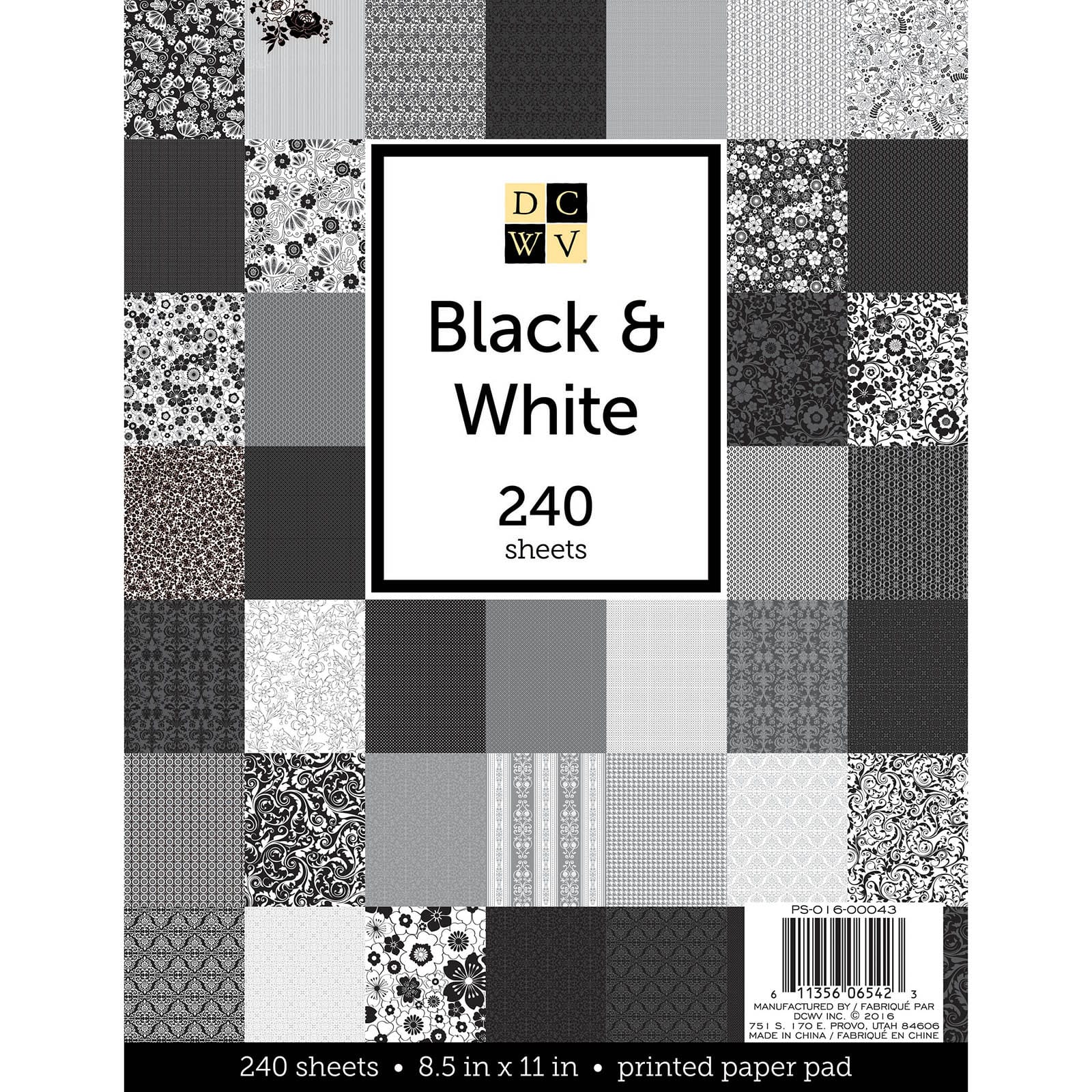 Black and White Stack Paper Pad 8.5" x 11" (60 sheets and 240 sheets a