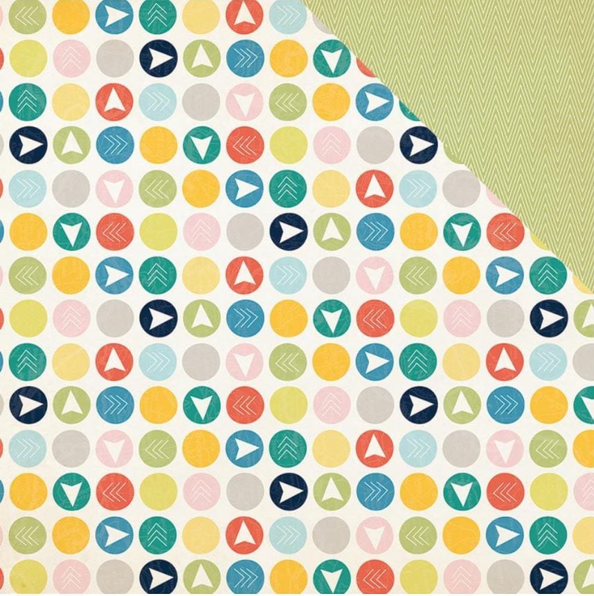 American Crafts Atlas Compass 12" x 12" Cardstock Pink Paislee