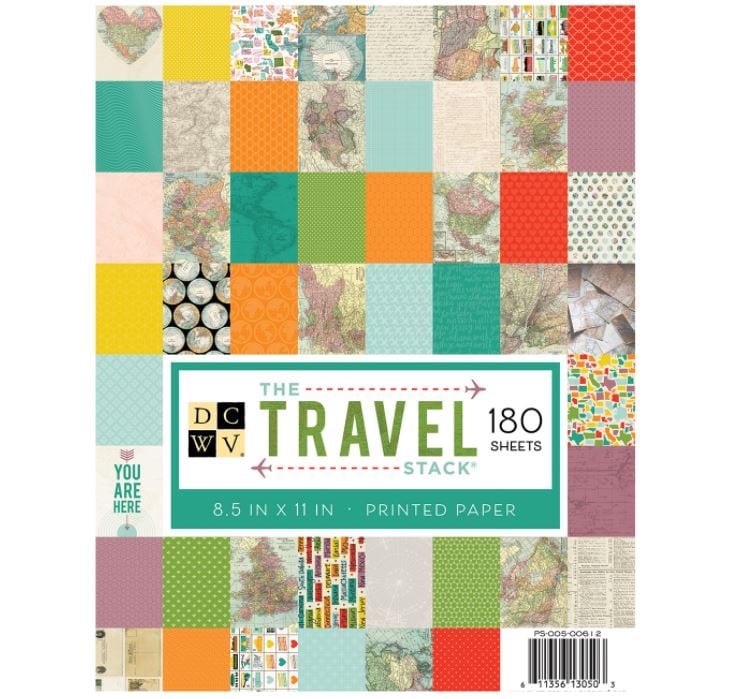 DCWV Travel Printed Paper 8.5" x 11" (60 sheets and 180 sheets availab