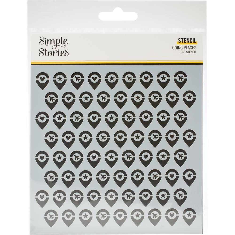 Simple Stories Going Places Geo Tags Stencil 6"X6"