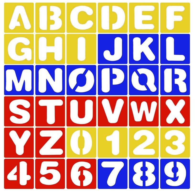 Large Individual Alphabet and Numbers Stencil Set 36 pcs