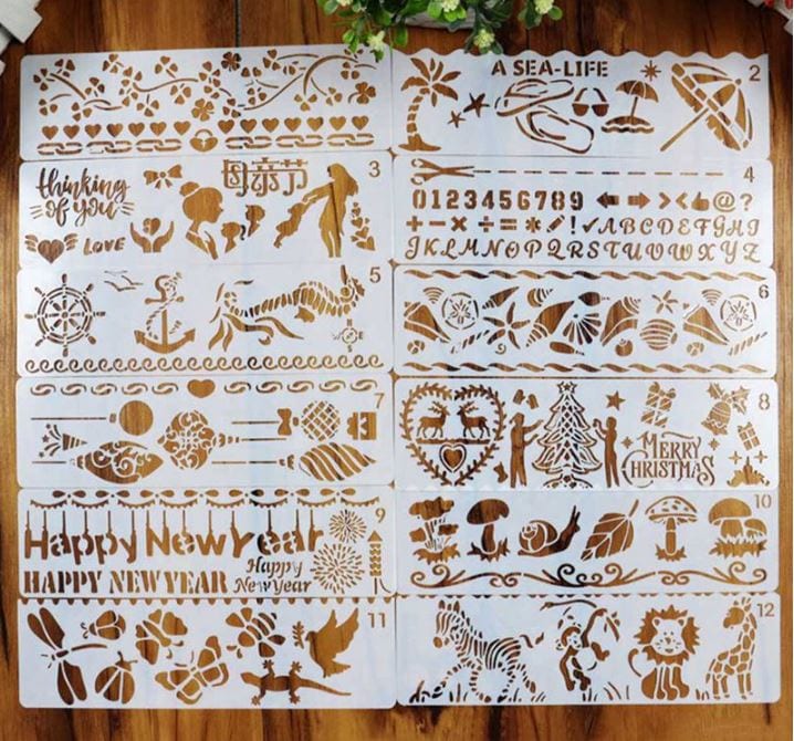 Mini Stencil Set Holiday - 12pcs