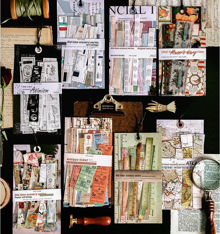 MoCard Vintage Sticker Strips Old Time Scenery Series