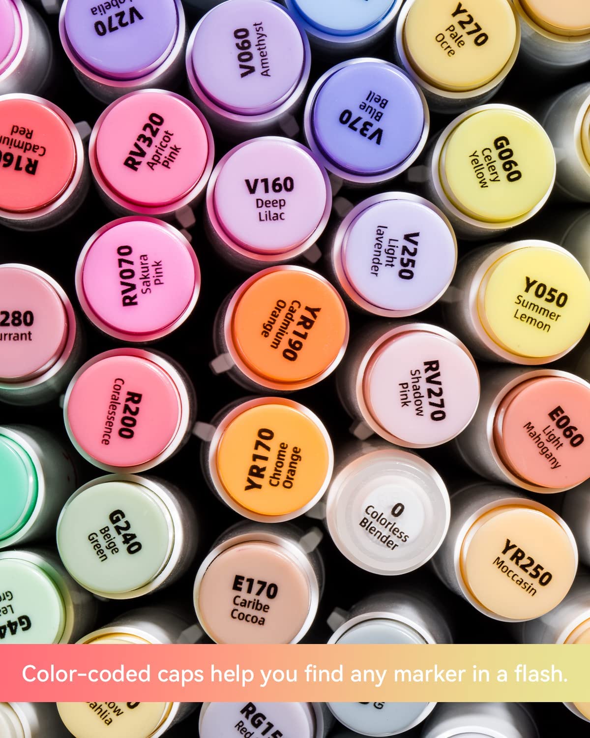 Ohuhu 48 Mid-tone Colors Dual Tip Alcohol Brush Markers Y30-80404-27