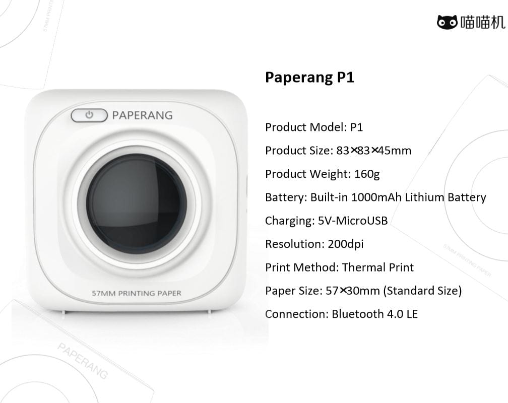 Paperang P1 Wireless Inkless Portable Photo Printer