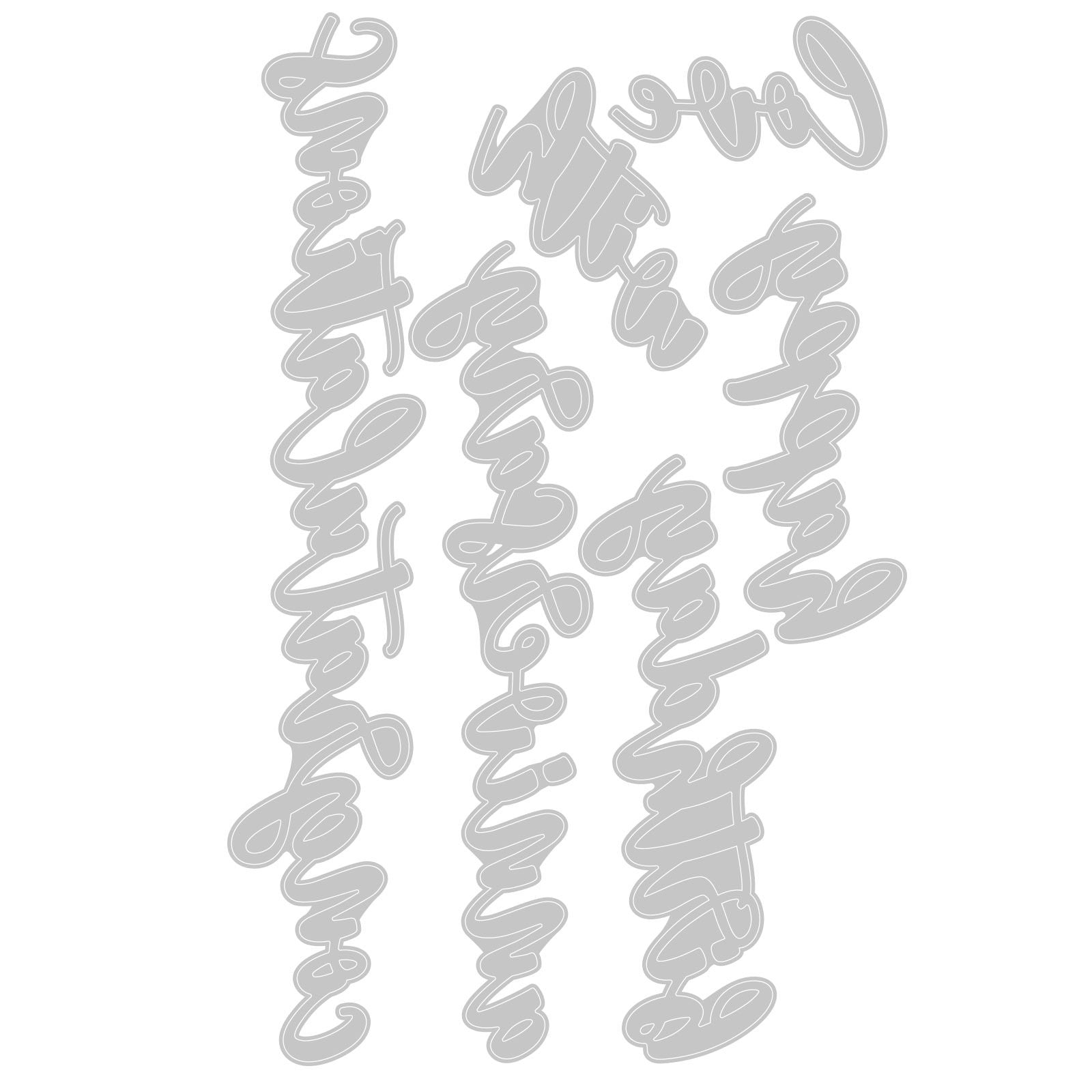 Sizzix Script Sentiments Thinlits Die Set by Sharon Drury 6PK