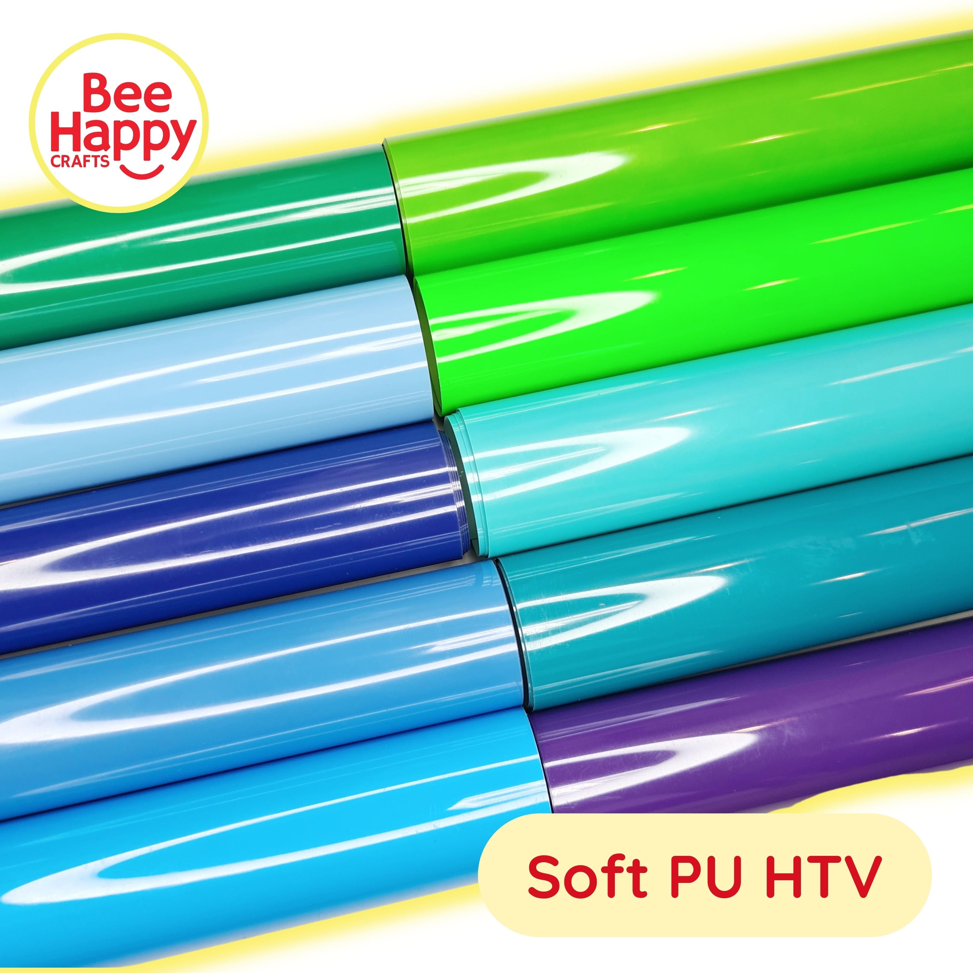 Bee Happy Blue, Green, Purple Shades HTV Heat Transfer Vinyl Soft PU