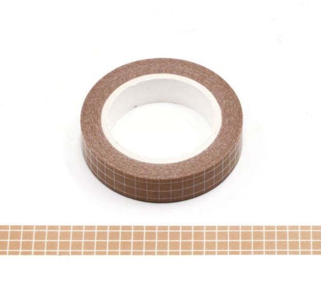 Tan Grid Pattern Washi Tape 10mm x 10m